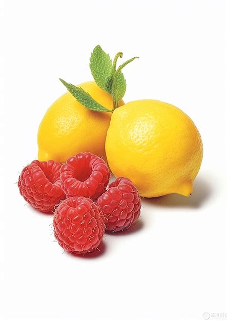 Premium Photo A Raspberry And Lemon Print White Background
