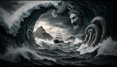 Navegando El Peligroso Aguas Odiseo Valiente Scylla Y Caribdis Ai