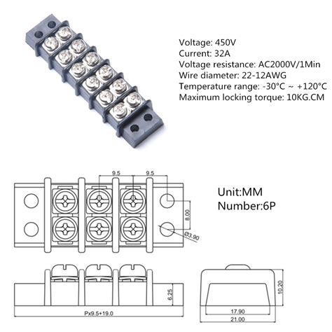 Goohochy Plug In Terminal Blocks Double Row Terminal Plastic 1set