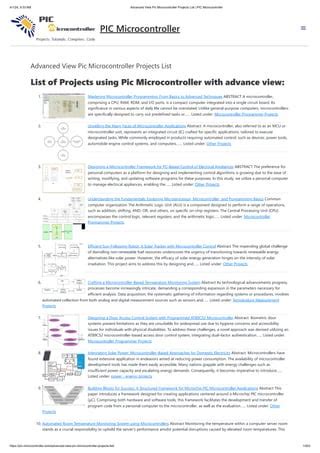 Advanced View Pic Microcontroller Projects List PIC Microcontroller Pdf