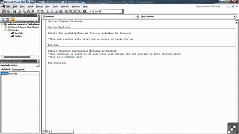 Vba For Ms Access Tutorial Declaring Parameters For Use In Procedures
