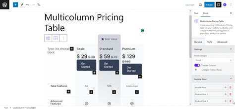 How To Create A Responsive Wordpress Pricing Table With Multiple Columns Wpdeveloper