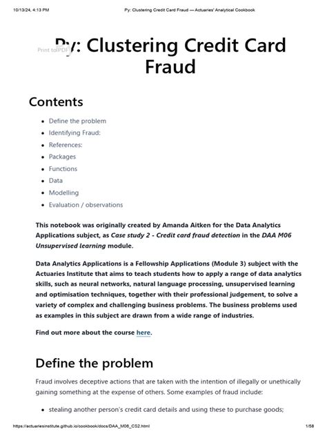 Py Clustering Credit Card Fraud Actuaries Analytical Cookbook Pdf Fraud Analytics
