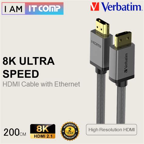 Verbatim Ultra Speed And Ultra Resolution HDMI 4K HDMI 8K Cable With Ethernet 200cm 180cm