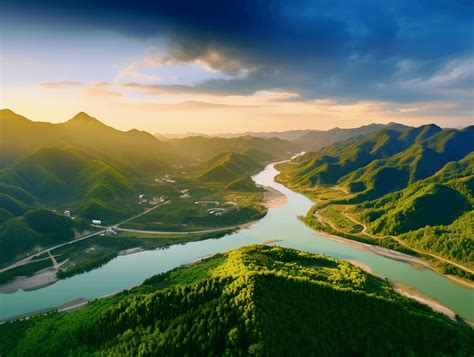 绿水青山高视角山风景自然风景自然风光壁纸旅游宣传图片下载 觅知网
