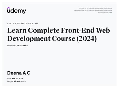 Completed Front End Web Development Course On Udemy Deena Ac Posted On The Topic Linkedin