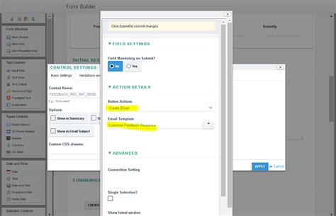 linking an action button with a mail template