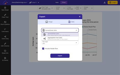Export Data InstaCharts