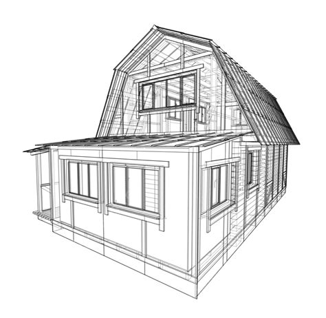 House Sketch Vector Rendering Of 3d Engineering Perspective Building Vector Engineering
