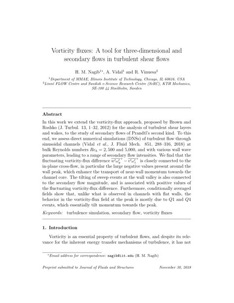 Pdf Vorticity Fluxes A Tool For Three Dimensional And Secondary