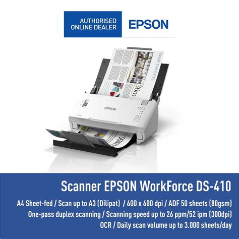 Jual Scanner Epson Workforce Ds 410 Ds410 Workforce A3 Stitch Adf Usb