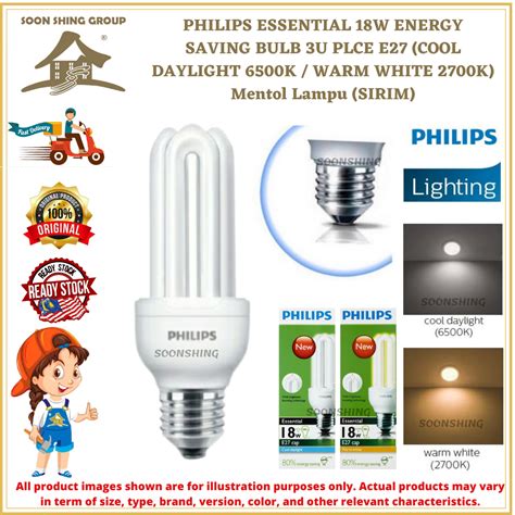 Philips Essential 18w Energy Saving Bulb 3u Plce E27 Daylights Warm