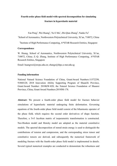 Pdf Fourth Order Phase Field Model With Spectral Decomposition For Simulating Fracture In