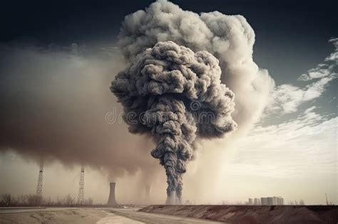 Earth With Air Pollution Crisis Toxic Sulfur Smoke From Coal Power
