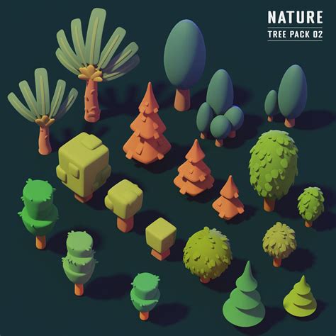 Nature Tree Pack 02 Stylized 3d Game Assets Nigel Goh Game Art