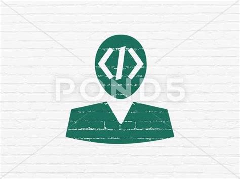 Programming Concept Programmer On Wall Background Clip Art 67494011