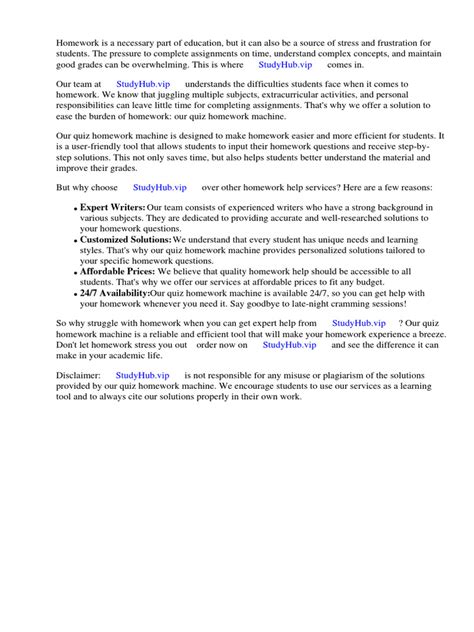 Quiz Homework Machine Pdf Homework Electrical Connector
