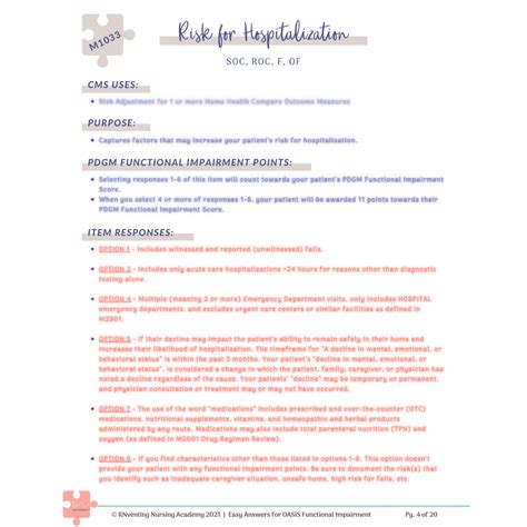 Easy Answers For OASIS Functional Impairment Home Health Etsy