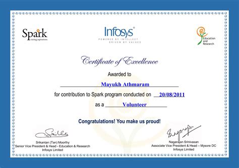 certificate of excellence by infosys ppt