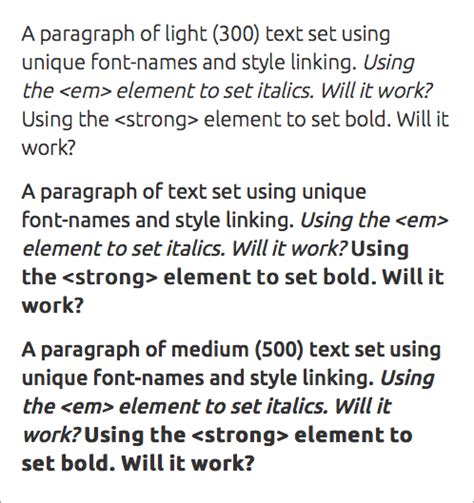 how to set weights and styles with the font face declaration