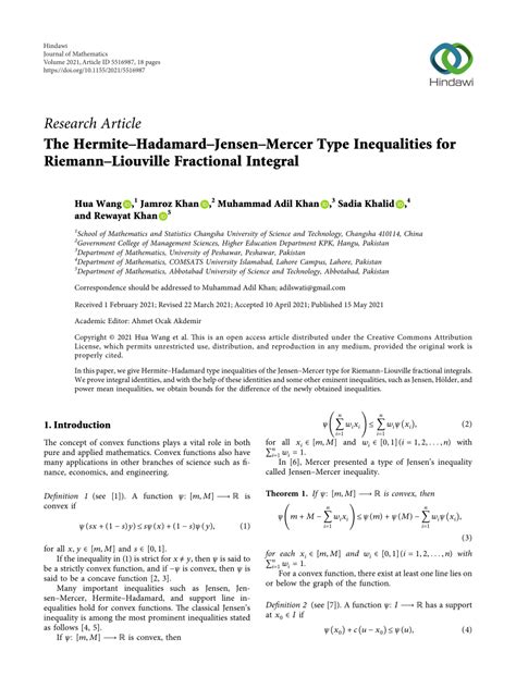 Pdf The Hermite Hadamard Jensen Mercer Type Inequalities For Riemann Liouville Fractional Integral
