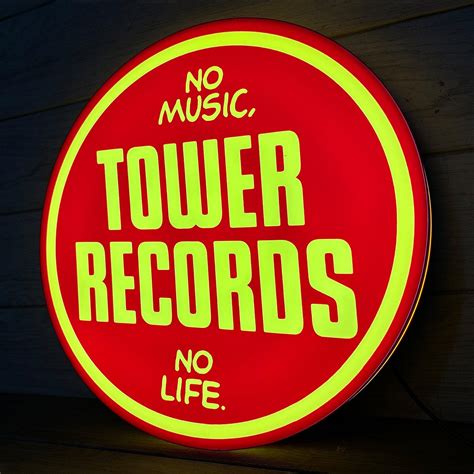 Tower Records Led Lightbox No Music No Life Vintage Records Store Led