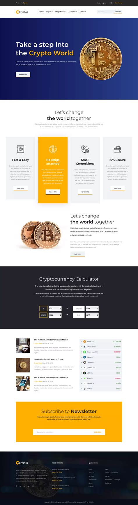 Cryptos Free Bootstrap HTML CSS Template