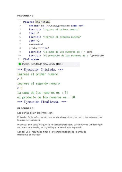 PC 01 Algoritmo Pc 01 Principios De Algoritmos PREGUNTA 1