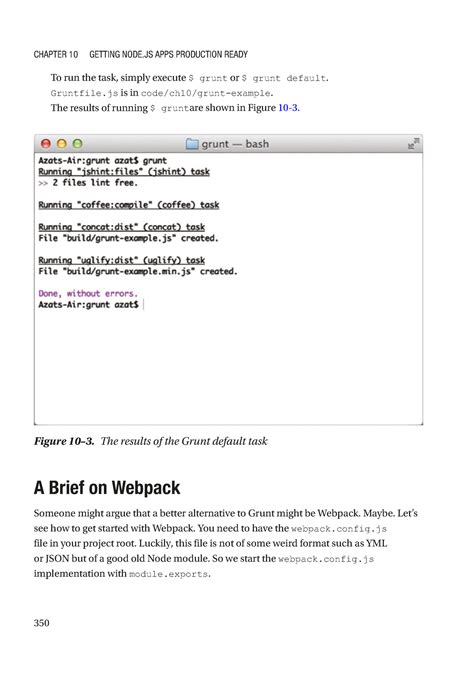 practical node js 74 to run the task simply execute grunt or grunt default gruntfile is