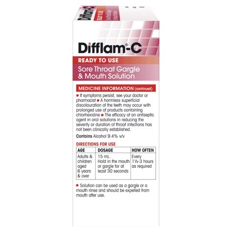 Difflam C Sore Throat Gargle And Mouth Solution Antiseptic 100ml Discount Chemist