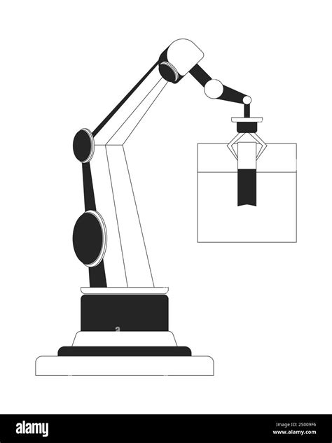 Robotic Arm Handling Package Black And White 2d Line Object Stock Vector Image And Art Alamy