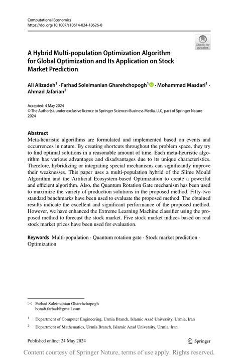 A Hybrid Multi Population Optimization Algorithm For Global Optimization And Its Application On