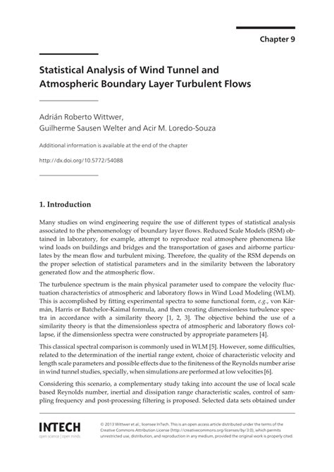 Pdf Statistical Analysis Of Wind Tunnel And Atmospheric Boundary Layer Turbulent Flows