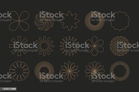 간단한 평면 선형 스타일의 디자인 요소 및 일러스트레이션의 벡터 세트 태양 기호 추상적 인 형태 및 모양 로고 디자인 템플릿 포스터 인쇄물 배너 용 배지 및 스티커 그래픽