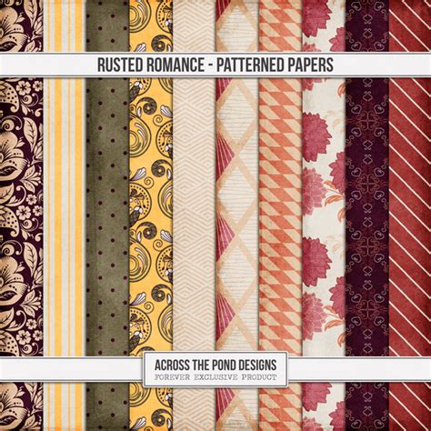 Rusted Romance Patterned Papers Digital Art