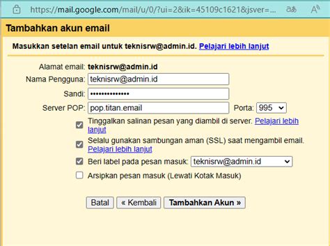 Cara Setting Email Titan Di Gmail Rumahweb