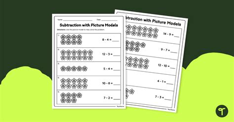 Subtraction Using Picture Models Worksheet Teach Starter