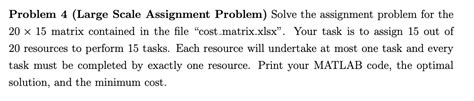 Solved Problem 4 Large Scale Assignment Problem Solve The