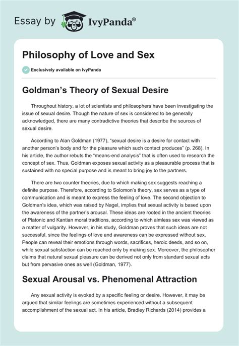 Philosophy Of Love And Sex Words Essay Example