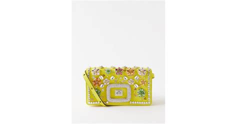 Roger Vivier Viv Choc Jewel Embellished Leather Cross Body Bag In