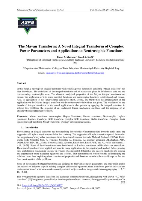 Pdf The Mayan Transform A Novel Integral Transform Of Complex Power