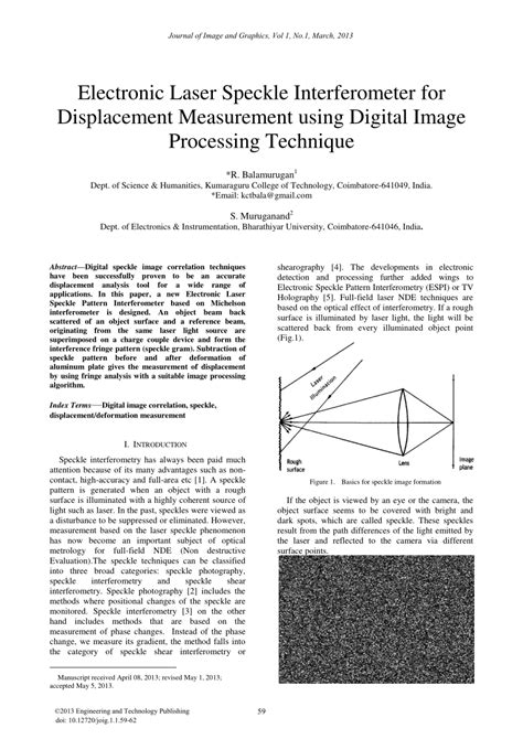 Pdf Electronic Laser Speckle Interferometer For Displacement Measurement Using Digital Image