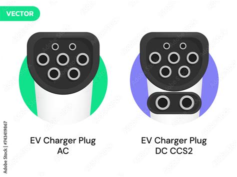 3d Vector Electric Vehicle Charger Plug Type Ac Connector Dc Connector Ccs2 Icons Symbols