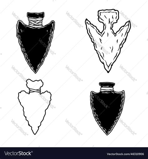 Set Of Stone Arrowhead Design Element Royalty Free Vector