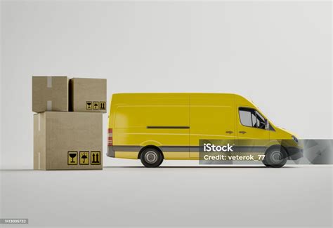 흰색 배경에 노란색화물 미니 버스화물 운송의 개념 3d 렌더링 0명에 대한 스톡 사진 및 기타 이미지 0명 3차원 형태 교통수단 Istock