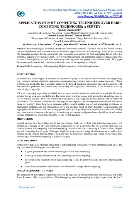 Pdf Application Of Soft Computing Techniques Over Hard Computing