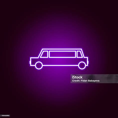 네온 스타일의 리무진 사이드 개요 아이콘입니다 네온 스타일 아이콘에 자동차 수리 그림의 요소입니다 기호와 기호는 웹 로고 모바일 앱 Ui Ux에 사용할 수 있습니다 바퀴에