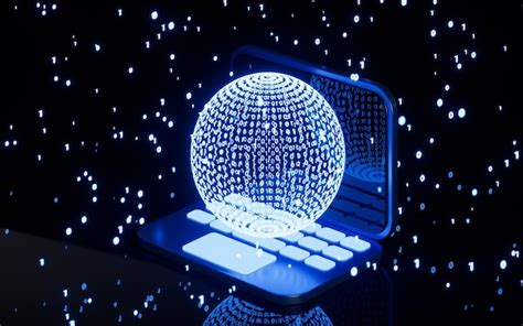 Premium Photo Binary Code And Laptop Global Digital Communication 3d