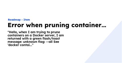 Error When Pruning Containers Ploi Roadmap