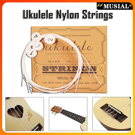 White Nylon Ukulele Strings Set 4pcs Ukulele String Nylon Soprano Concert Tenor Ukulele Shopee